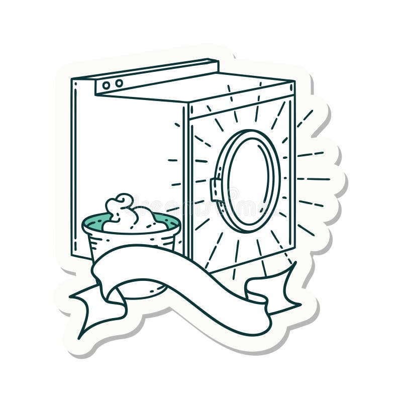 Sticker of Tattoo Style Washing Machine Stock Vector - Illustration of ...