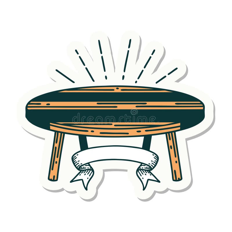 Sticker of Tattoo Style Wood Table Stock Vector - Illustration of icon ...