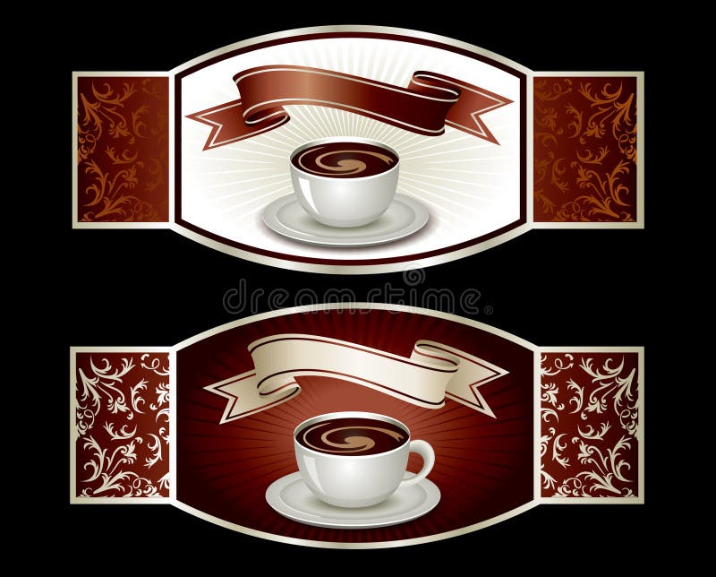 Sticker Template with Coffee Stock Vector - Illustration of black ...