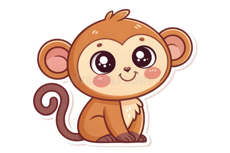 Kawaii Cute Monkey Illustration Sticker Stock Illustrations – 1,007 ...