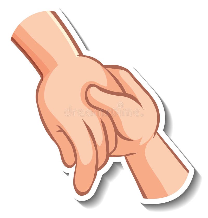 A Sticker Template with Hands Holding Together Isolated Stock ...