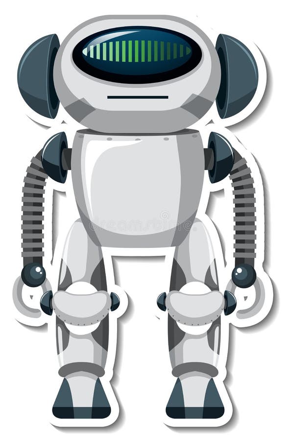 Sticker Template with Robot in Cartoon Style Stock Vector ...
