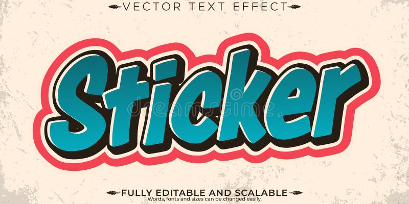 Sticker Text Effect, Editable Retro Vintage Font Style Stock Vector ...