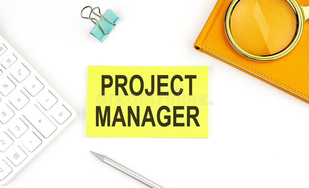 Sticker with the Text PROJECT MANAGER on a White Background, Near ...