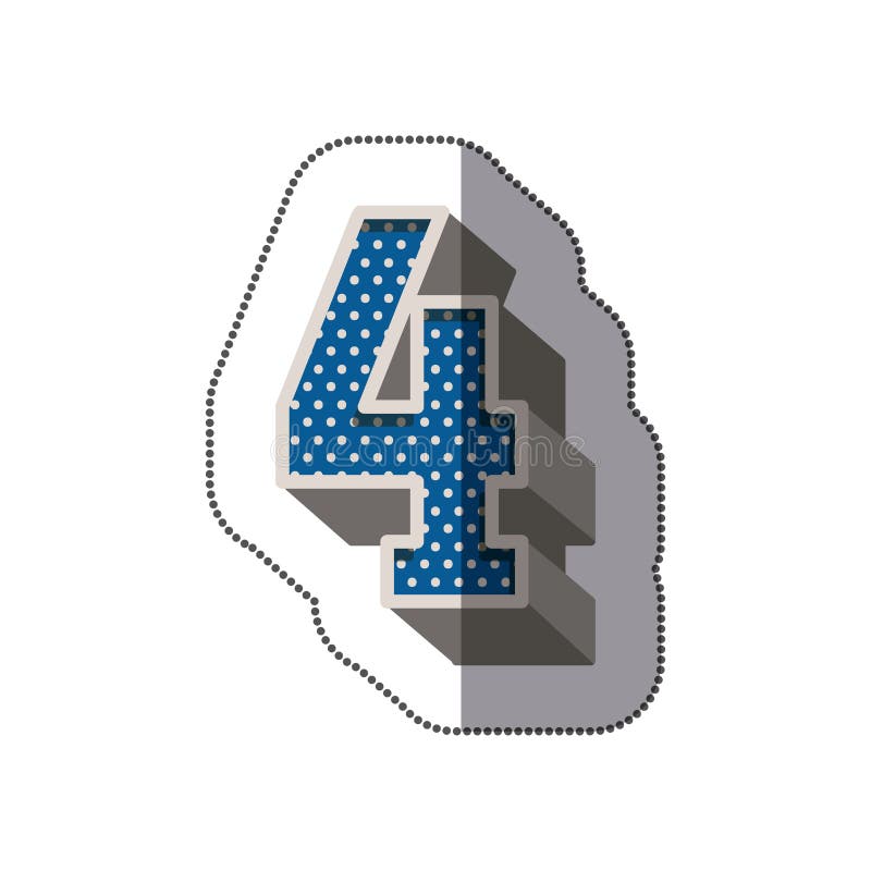 Sticker Three-dimensional Number Four Dotted in Blue Color Stock ...
