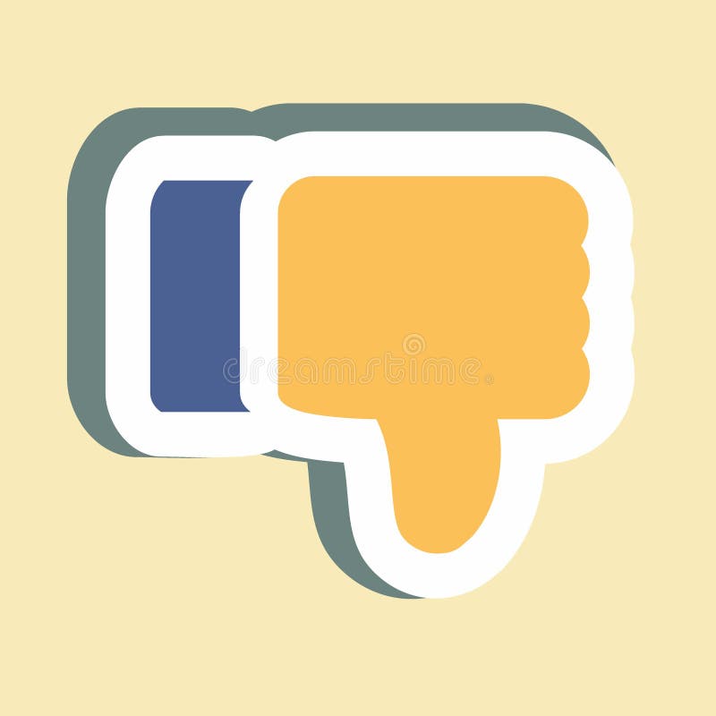 Sticker Thumb Down - Color Mate Style - Simple Illustration,Editable ...