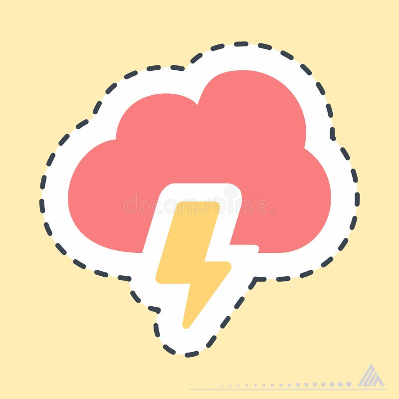 Sticker Thunder - Line Cut stock illustration. Illustration of design ...