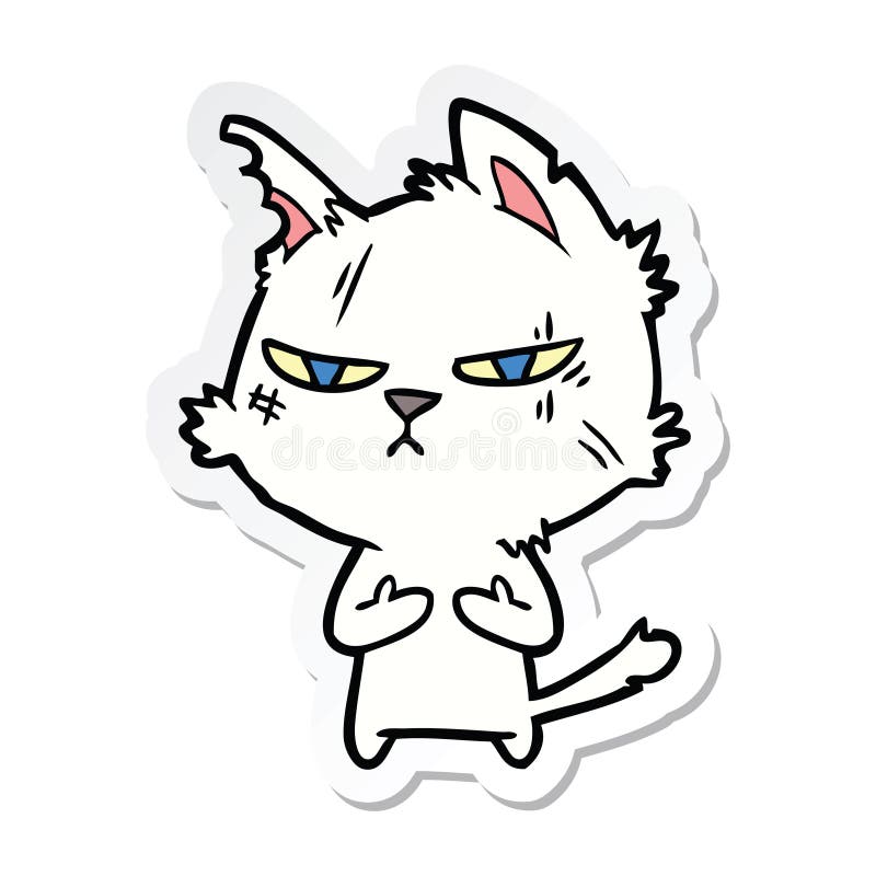 Sticker of a Tough Cartoon Cat Stock Vector - Illustration of sticker ...