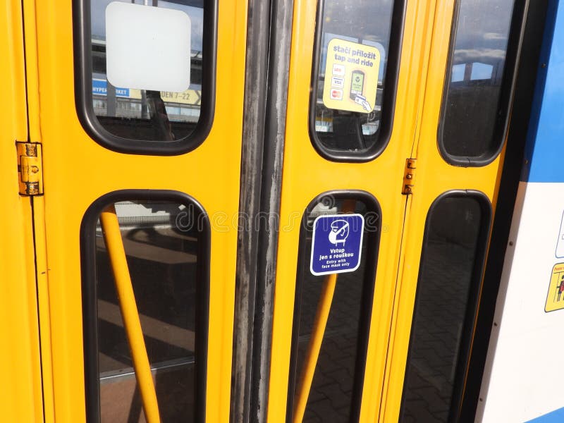 Sticker on the Tram with No Entry without Face Mask 2 Editorial Photo ...