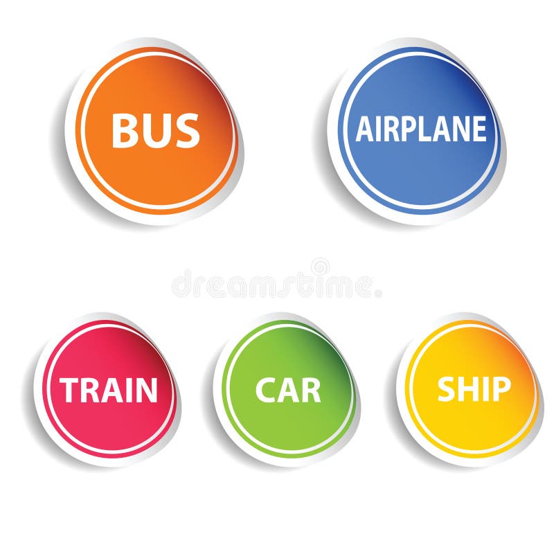 Sticker with Transport Set Color Stock Vector - Illustration of blank ...