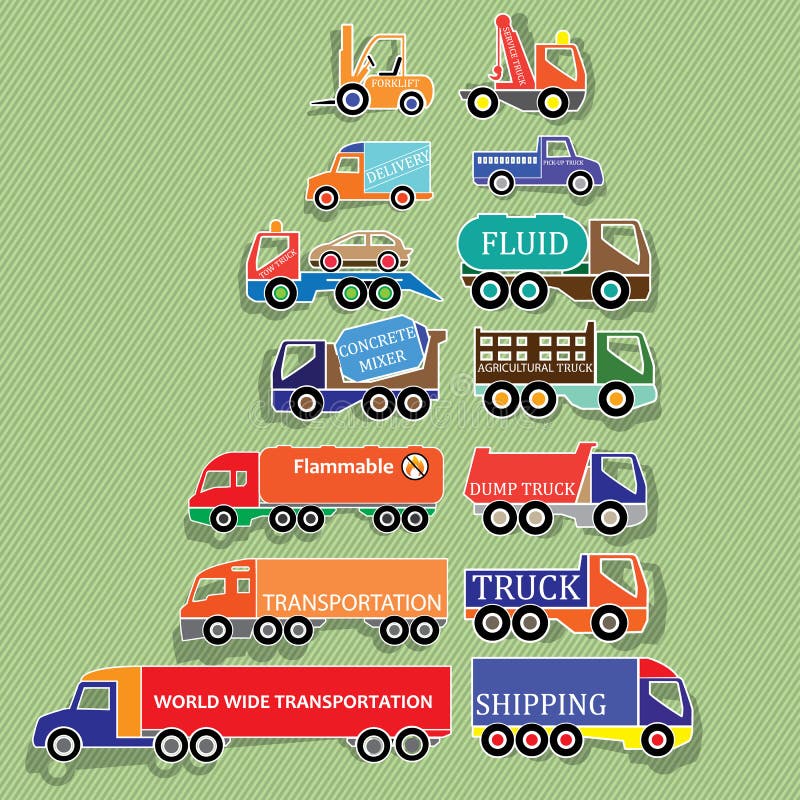 Color Truck Icons Hand Drawing by Chalk Stock Vector - Illustration of ...