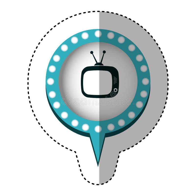 Sticker with Tv in Circular Speech with Contour Dotted and Tail Stock ...