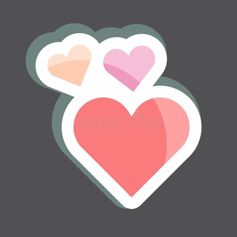 Sticker Two Hearts. Suitable for Wedding Symbol. Simple Design Editable ...