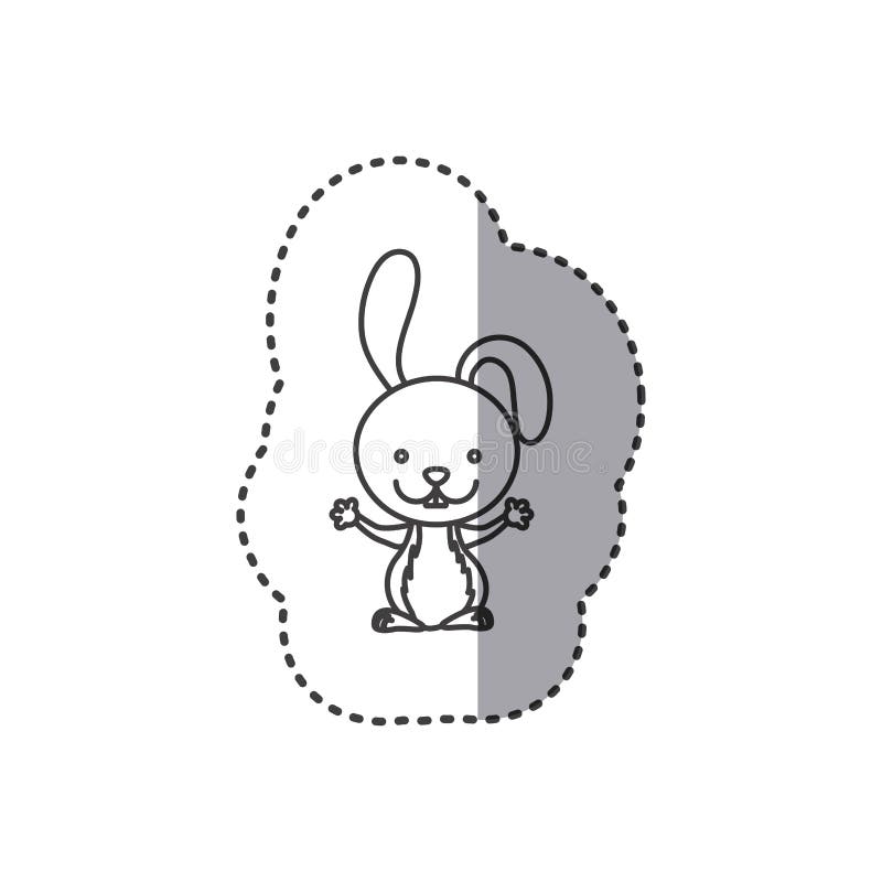 Sticker Van Grayscalecontour Van Konijn Stock Illustratie ...
