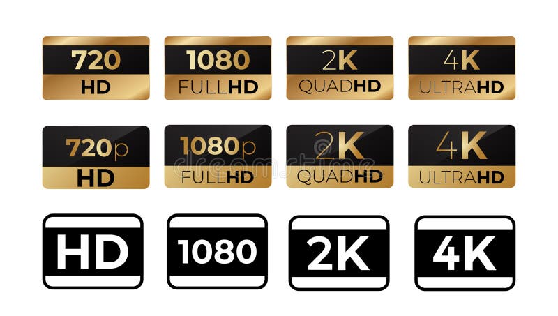 Sticker Video Format Resolution. Low and High Quality Image Stock ...