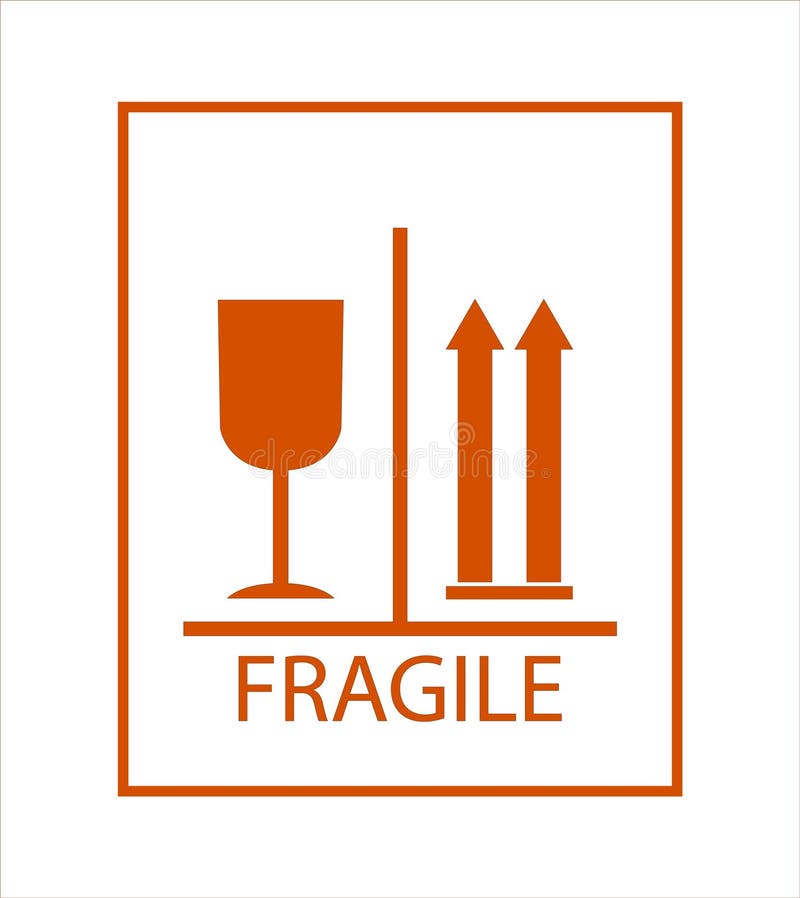 Sticker Warning Fragile Cargo Inside Stock Vector - Illustration of ...