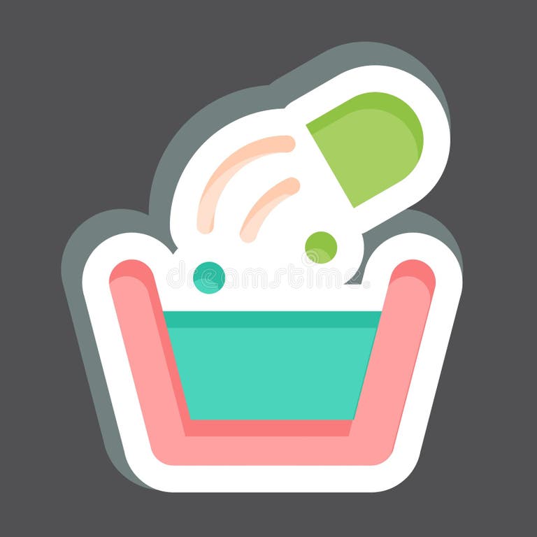Sticker Washing Poder. Related To Laundry Symbol. Simple Design ...