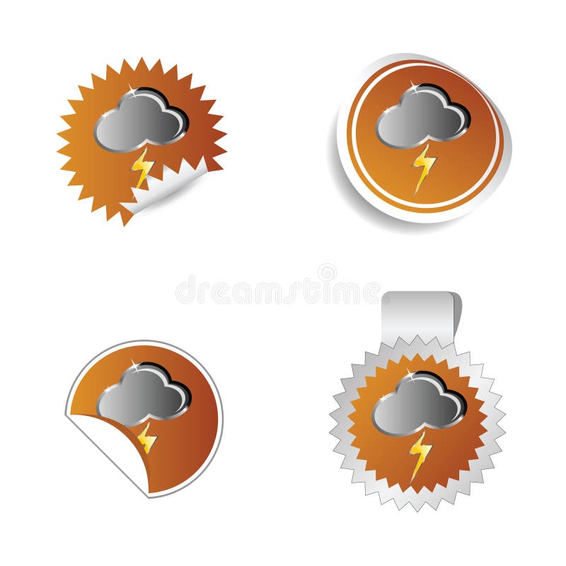 Sticker Weather Forecast Cloud and Lightning Stock Vector ...