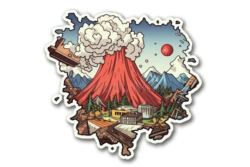 Sticker on White Background Earthquake. Generative AI Stock ...