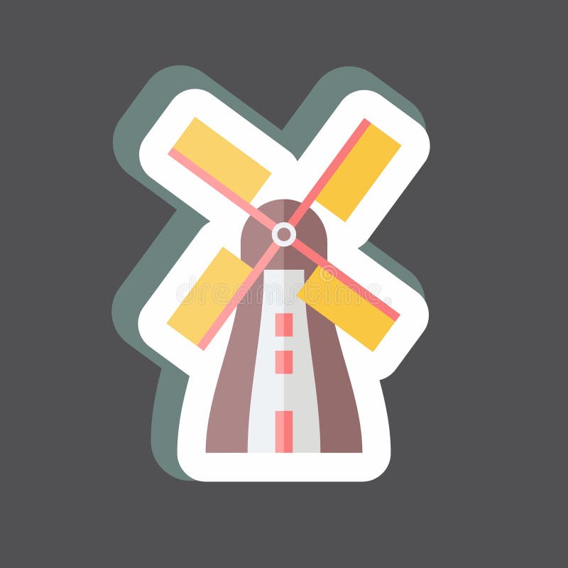 Sticker Mill. Related To Prehistoric Symbol. Simple Design Editable ...