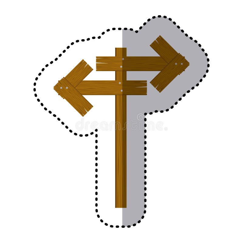 Sticker Wooden Sign for Directions Stock Illustration - Illustration of ...