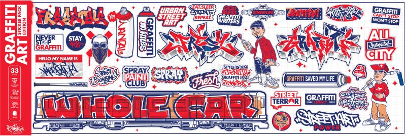 Colorful Graffiti Art Vector Sticker Pack Illustrations Stock Vector ...