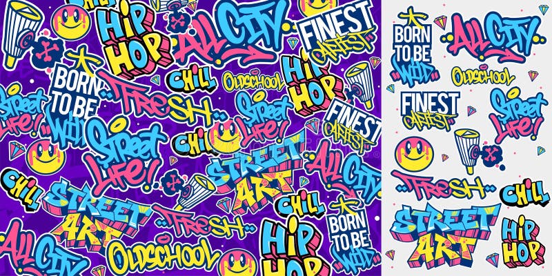 Colorful Graffiti Art Vector Sticker Pack Illustrations Stock Vector ...