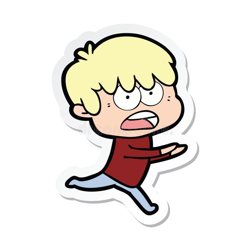 Sticker of a Worried Cartoon Boy Stock Vector - Illustration of artwork ...