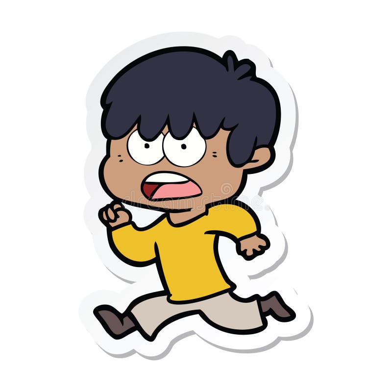 Sticker of a Worried Cartoon Boy Stock Vector - Illustration of artwork ...