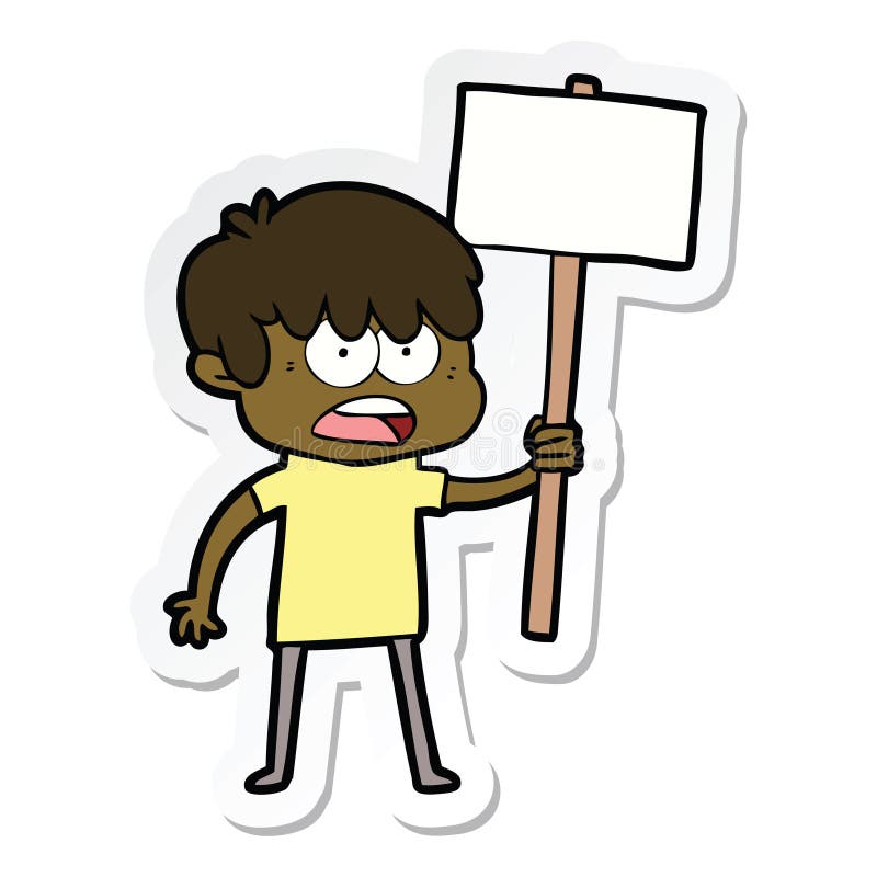 Sticker of a Worried Cartoon Boy Stock Vector - Illustration of worried ...