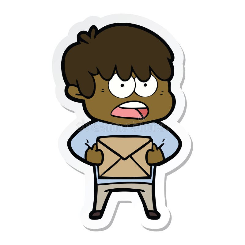 Sticker of a Worried Cartoon Boy Stock Vector - Illustration of icon ...