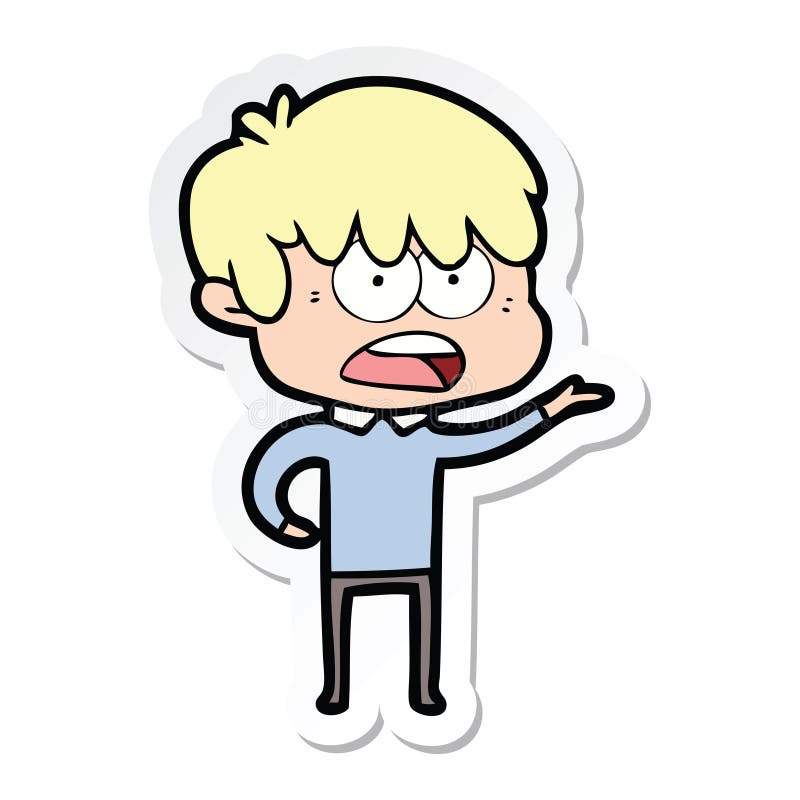 Sticker of a Worried Cartoon Boy Stock Vector - Illustration of artwork ...