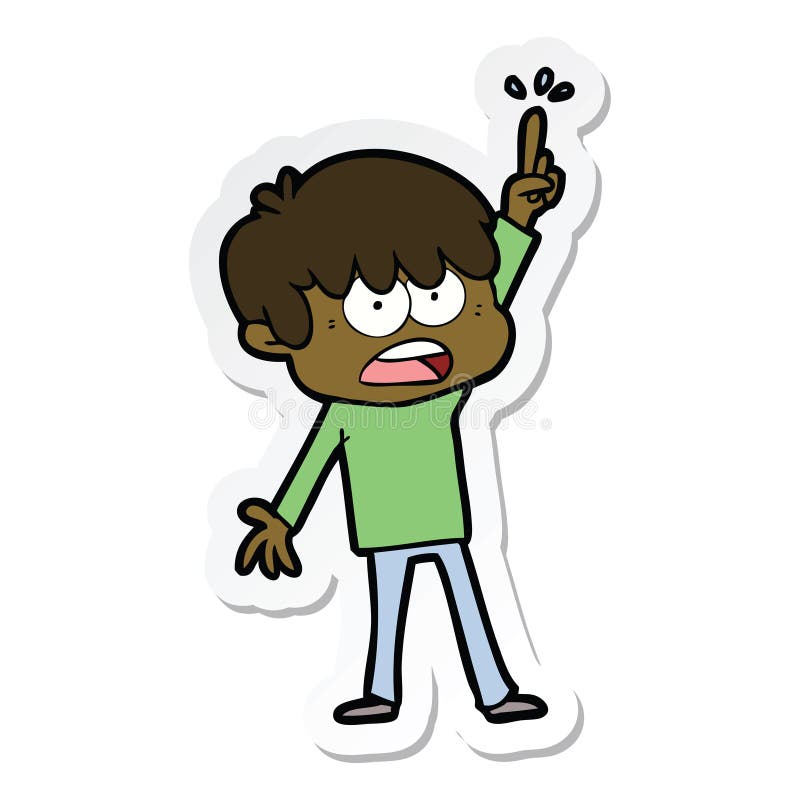 Sticker of a Worried Cartoon Boy Stock Vector - Illustration of ...