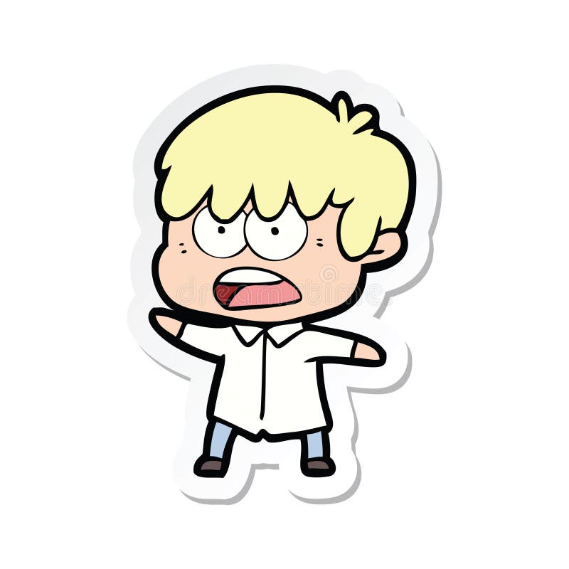 Sticker of a Worried Cartoon Boy Stock Vector - Illustration of decal ...