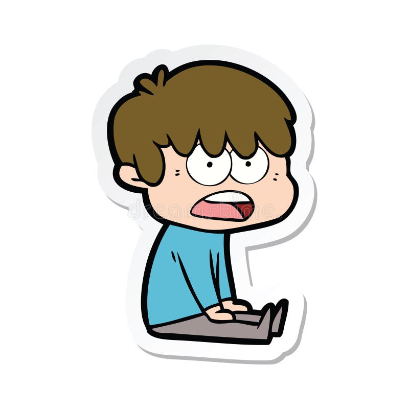 Sticker of a Worried Cartoon Boy Stock Vector - Illustration of worried ...