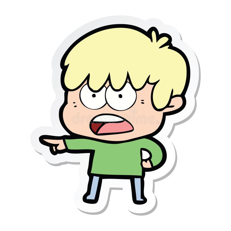 Sticker of a Worried Cartoon Boy Stock Vector - Illustration of ...