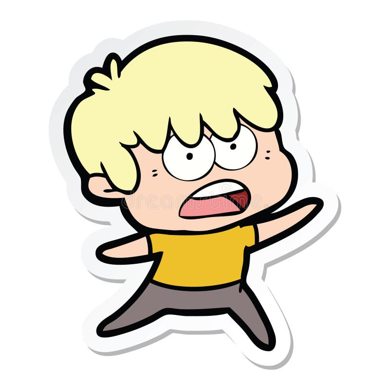 Sticker of a Worried Cartoon Boy Stock Vector - Illustration of drawn ...