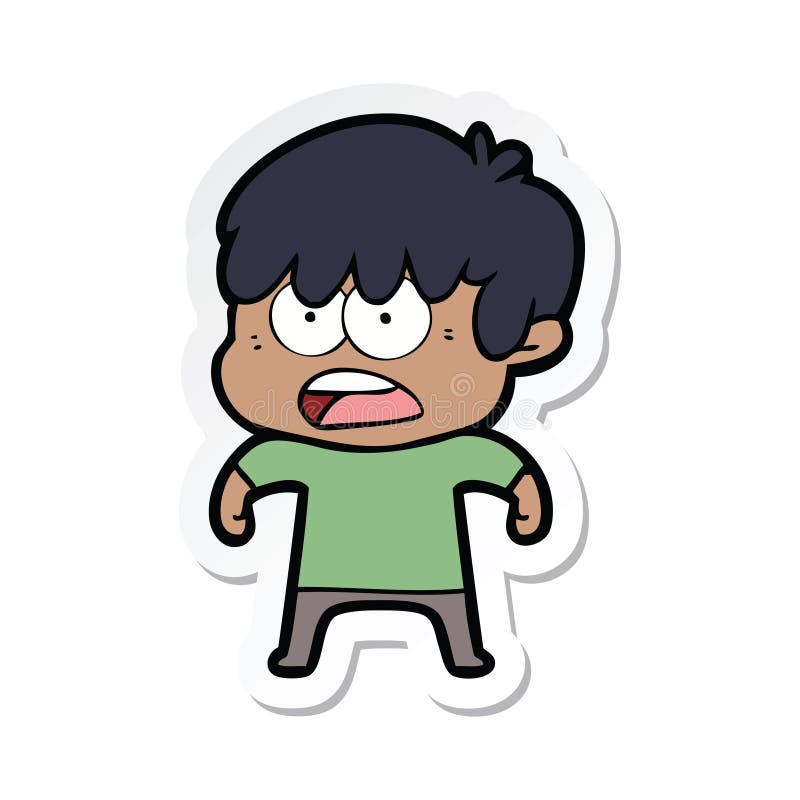 Sticker of a Worried Cartoon Boy Stock Vector - Illustration of doodle ...