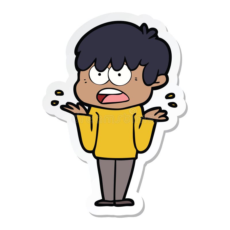 Sticker of a Worried Cartoon Boy Stock Vector - Illustration of ...