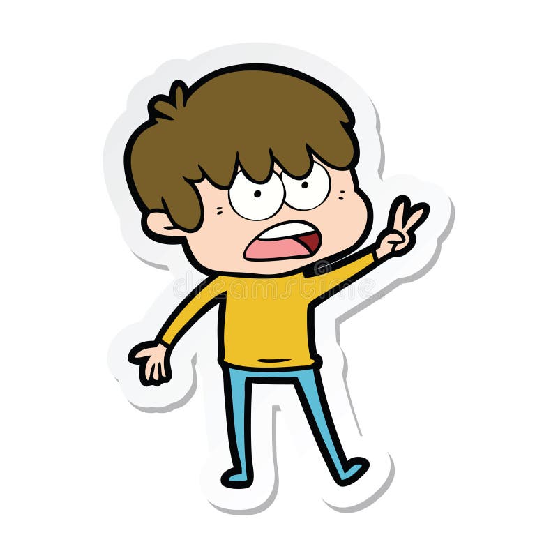 Sticker of a Worried Cartoon Boy Stock Vector - Illustration of ...