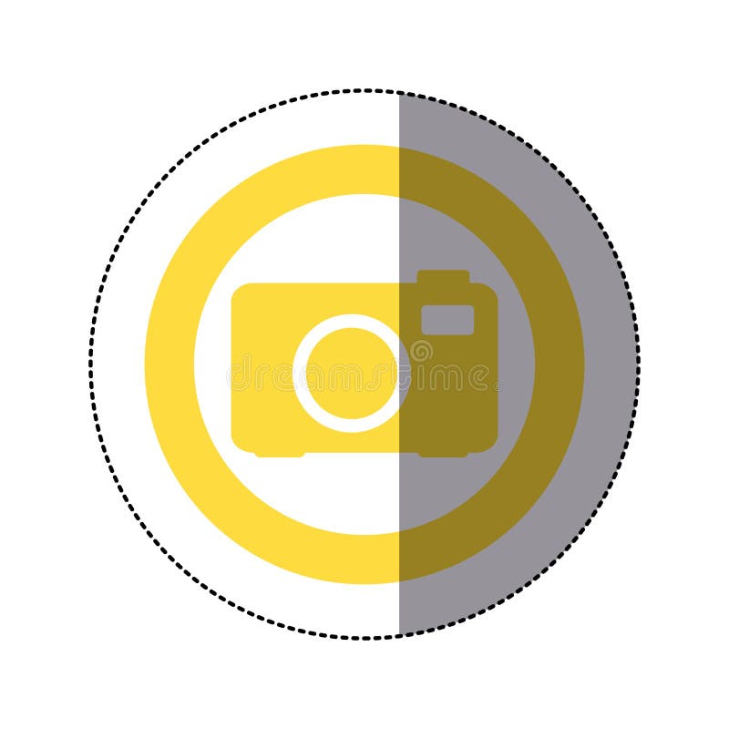 Sticker Yellow Circular Frame with Tech Camera Icon Stock Illustration ...