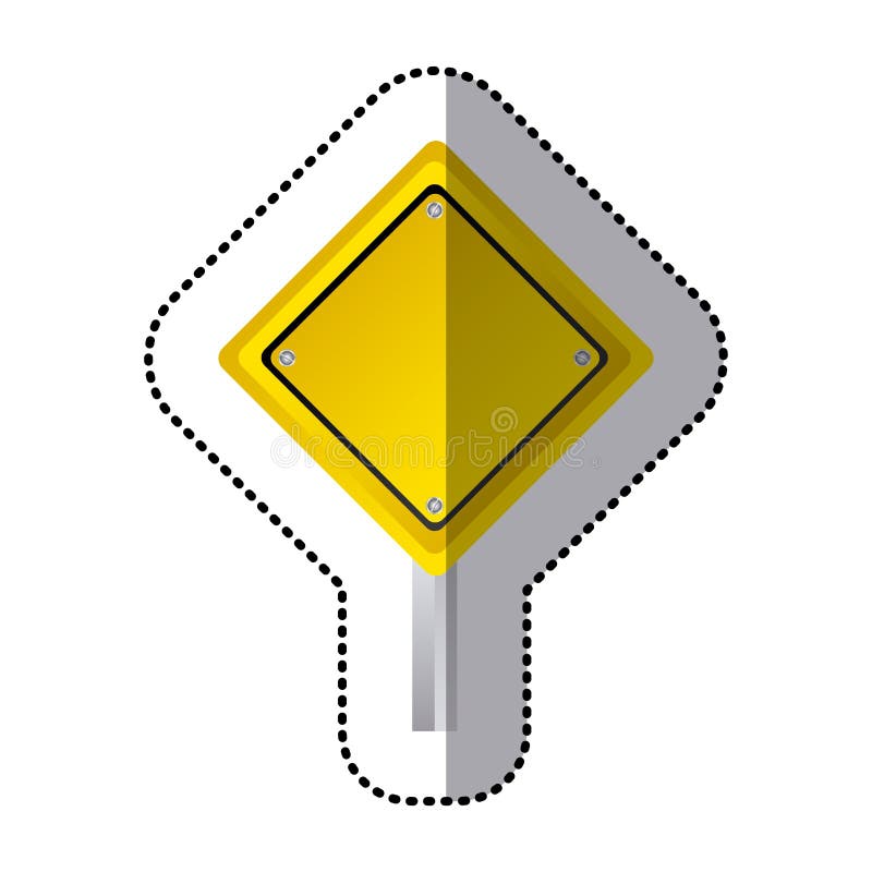 Sticker Yellow Diamond Shape Traffic Sign with Base Pole Stock ...