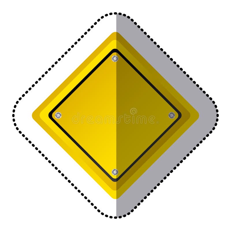 Sticker Yellow Triangle Shape Traffic Sign with Base Pole Stock ...