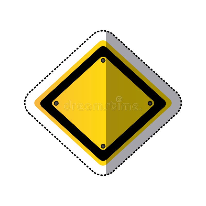 Sticker Yellow Triangle Shape Traffic Sign with Base Pole Stock ...