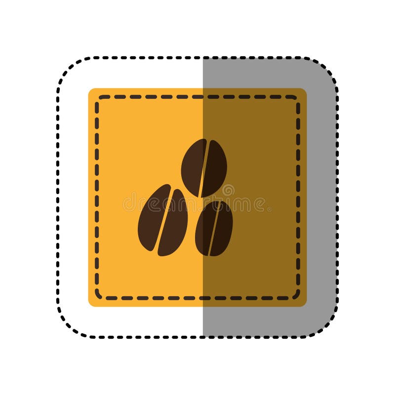 Sticker Yellow Square with Coffee Beans Stock Illustration ...
