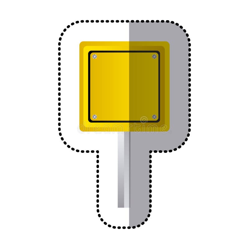 Sticker Yellow Square Shape Traffic Sign with Base Pole Stock ...