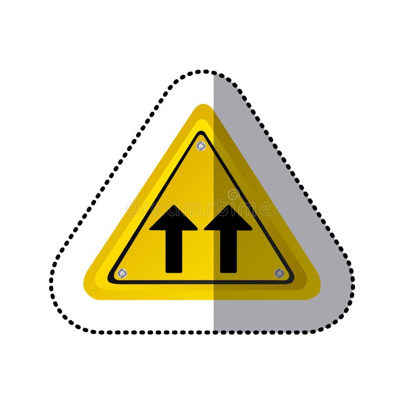 Sticker Yellow Triangle Shape Frame Two Way Traffic Sign Stock ...