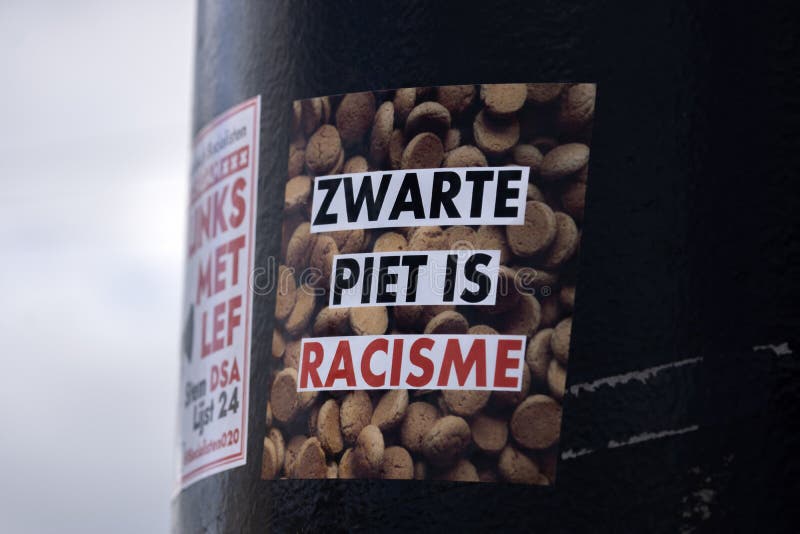 Sticker Zwarte Piet is Racism at Amsterdam the Netherlands 14-3-2022 ...