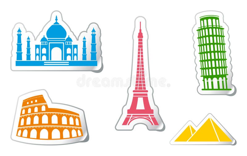 Stickers of Architectural Monuments Stock Vector - Illustration of ...