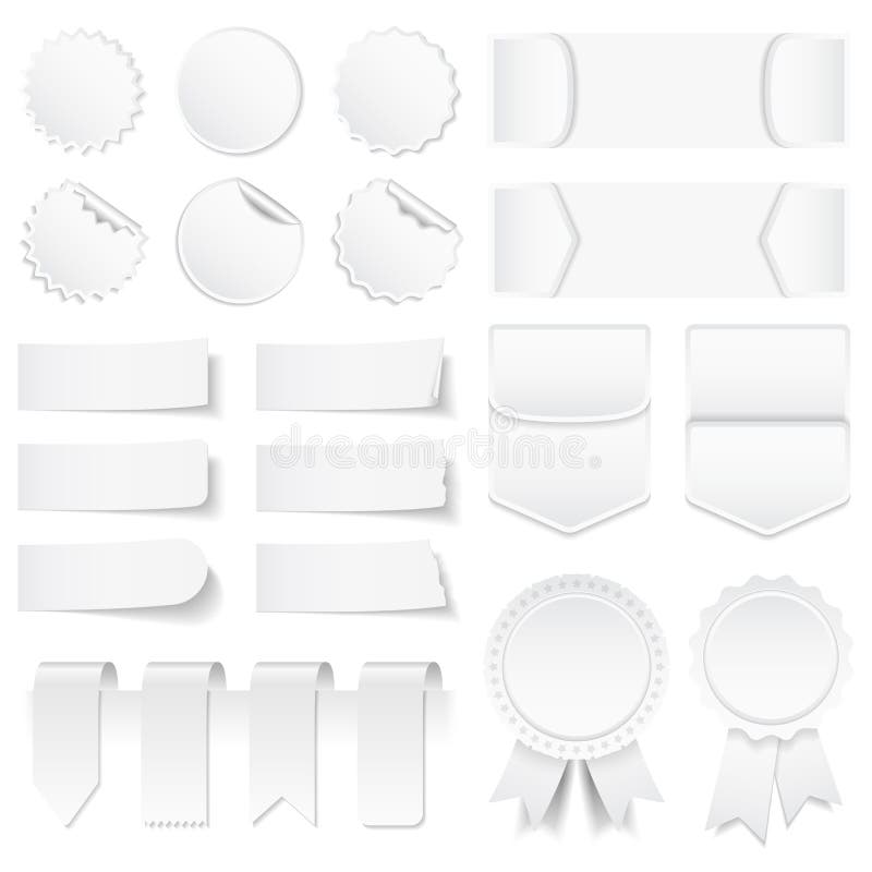 White Paper Stickers on White Background Stock Vector - Illustration of ...